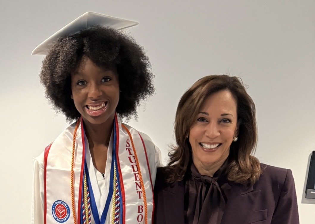 Kamala Harris Makes Surprise Appearance at Compton High Graduation ...